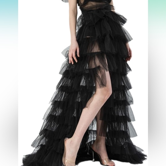 Dresses | Ruffled Detachable Over Skirttrain For Formal Gown Black ...
